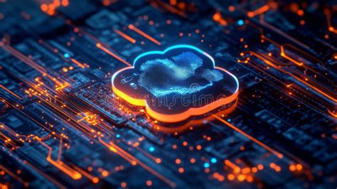 Glowing Cloud Data Network On Circuit Board Stock Illustration Illustration Of Artificial