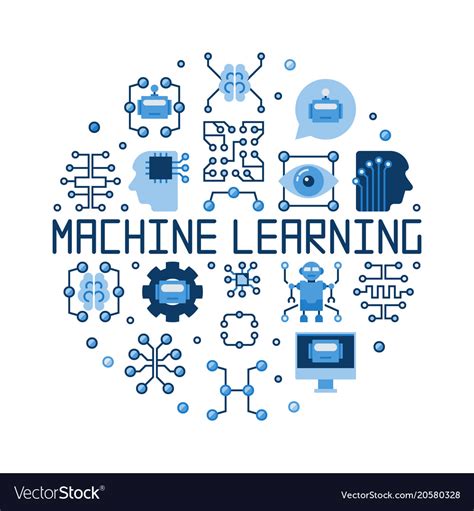 Machine Learning Round Flat Concept Royalty Free Vector