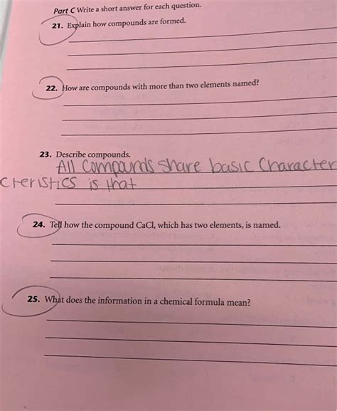 Solved Part C Write A Short Answer For Each Question 21