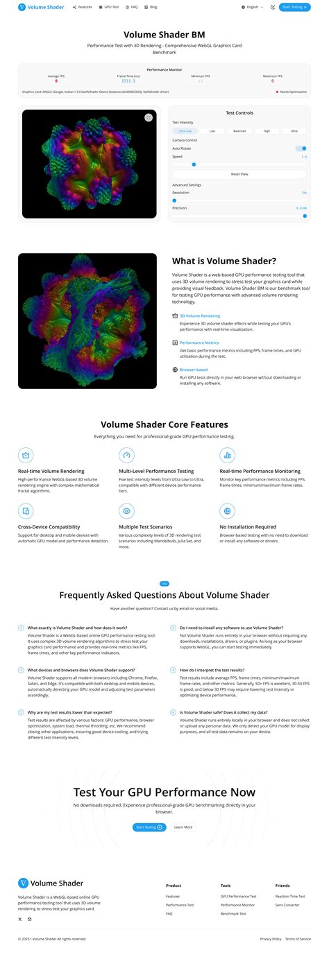 Volume Shader Online اختبار أداء Gpu و Webgl
