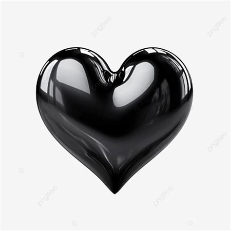 Negro 3d Corazón Emoji Realista Png Negro Corazon 3d Emoji De