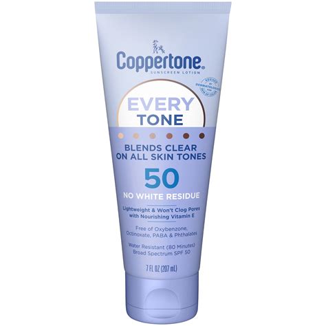 Coppertone Clearly Sheer Every Tone Spf 50 Sunscreen Lotion No Residue