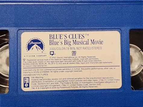 Blues Clues Blues Big Musical Movie Vhs 2000 Tested Eur 790