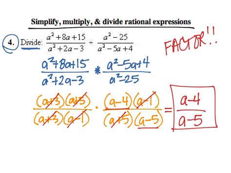 Simplifying Multiplying And Dividing Rational Expressions 11th Grade