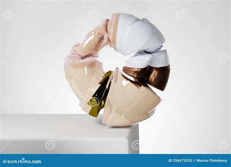 3d Render Abstract Geometric Torus Shape Cracked Surface With Hole