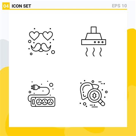 4 Universal Line Signs Symbols Of Heart Socket Drink Kitchen Hepatitis