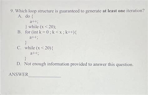 Solved Which Loop Structure Is Guaranteed To Generate At