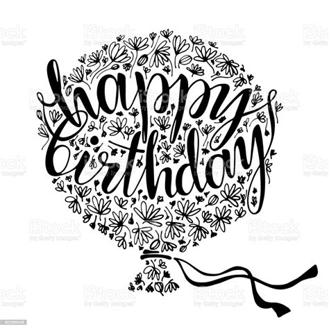 손으로 그린 벡터 글자 밝은 배경에 손으로 해피 생일 문구입니다 벡터 일러스트입니다 현대 서 예를 손으로 엽서 포스터 지문 인사말 카드에 대 한 비문 가리기에 대한 스톡