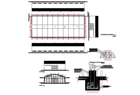 Roofing Structure Plan And Foundation Detail 2d View Cad Block Autocad File