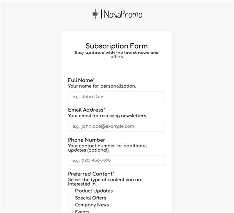 Subscription Form Form Falcon