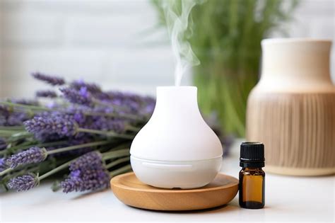 Premium Ai Image Lavender Essential Oil Next To A Diffuser