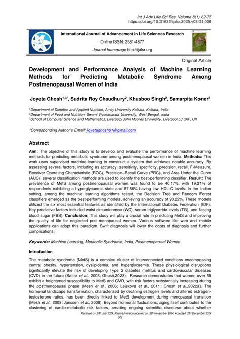 Pdf Development And Performance Analysis Of Machine Learning Methods For Predicting Metabolic