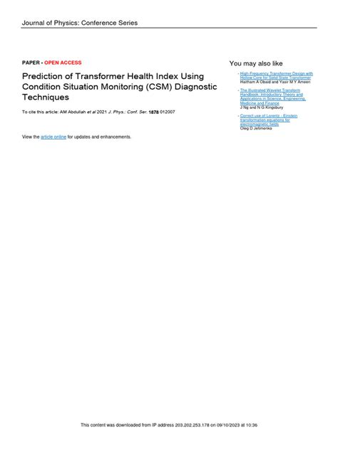 Prediction Of Transformer Health Index Using Condition Situation Monitoring Csm Download