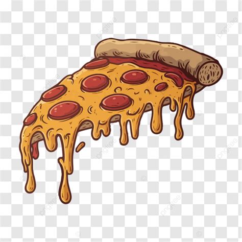 Hand Drawn Pizza Slice With Dripping Cheese Vector Art Design Hand