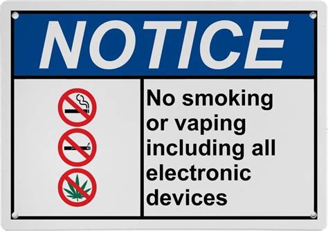 Industrial Caution Sign No Smoking Sign No Smoking Or Vaping Including All Electronic Devices
