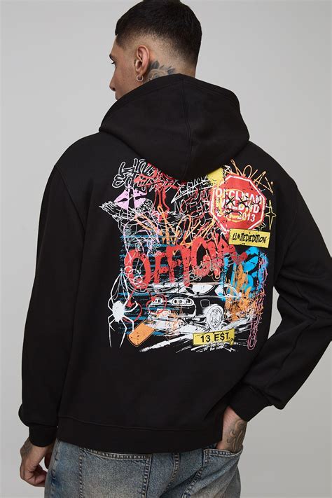 Hoodies And Sweatshirts Tall Oversized Graffiti Official Print Hoodie