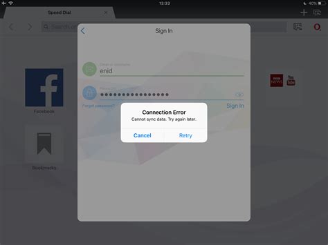 Connection Error Cannot Sync Data Opera Forums