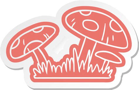 Cartoon Sticker Of A Toad Stool Stock Illustration Download Image Now