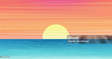 일몰 하늘 배경 일출 구름 오렌지 노란색 아침 여름에 핑크 하늘 벡터 맑은 가을 저녁에 자연 풍경 필드 겨울 햇빛 만화 그림 호라이즌 봄 태양 아래로 바다 구름에 대한 스톡