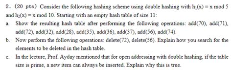 Solved 2 20 Pts Consider The Following Hashing Scheme