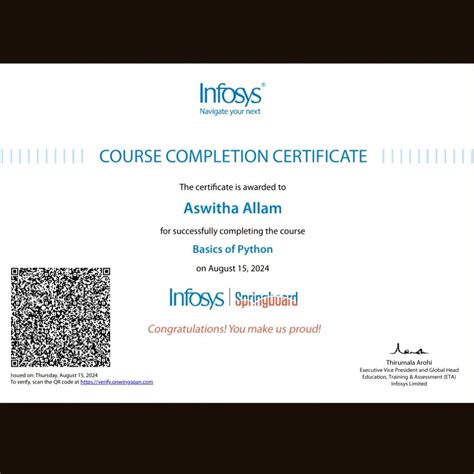 python programming learning tech infosys certificate allam aswitha