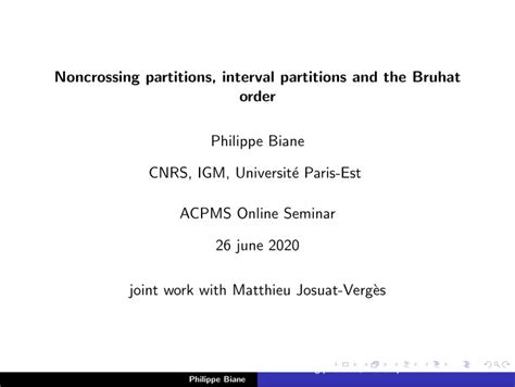 Ppt Noncrossing Partitions Interval Partitions And The Bruhat Order Powerpoint Presentation