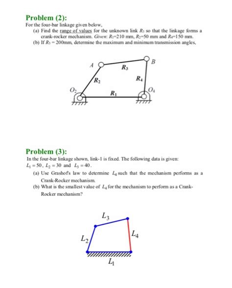 solved problem 2 for the four bar linkage given below a