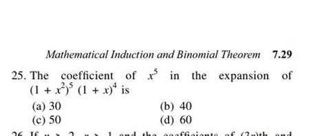 Mathematical Induction And Binomial Theorem 7 29 25 The Coefficient Of X