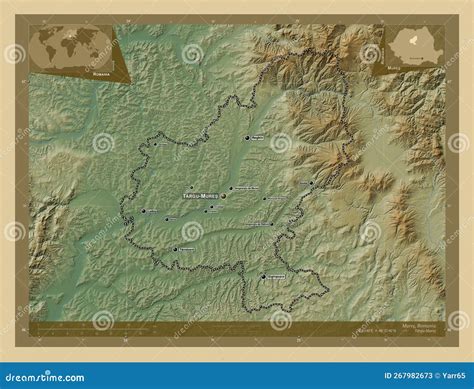 Mures Romania Physical Labelled Points Of Cities Stock Illustration