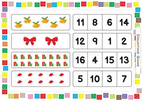 Kindergarten Math Worksheet Counting And Number Recognition Stock Illustration Illustration