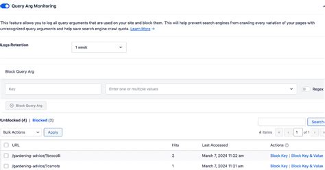 New Query Arg Monitoring For Improved Crawling And Indexing