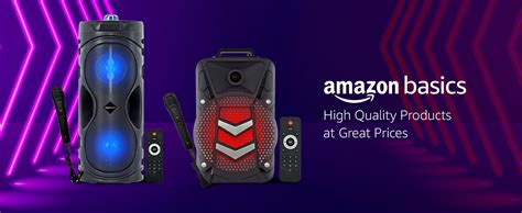 Amazon Basics Party Speaker With Karaoke Mic 16W 4 Double Woofer RGB Light 1800 MAh Battery