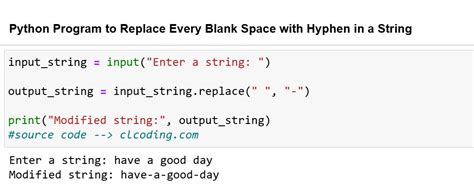 Day 67 Python Program To Replace Every Blank Space With Hyphen In A