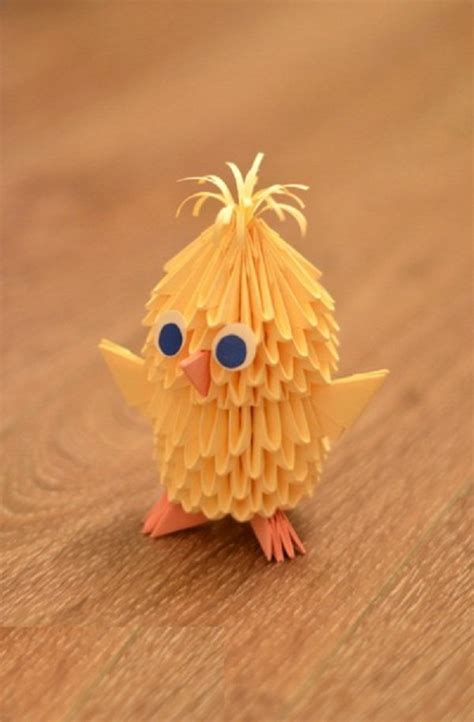 Курча з паперу в техніці орігамі модульне Вишивка бісером