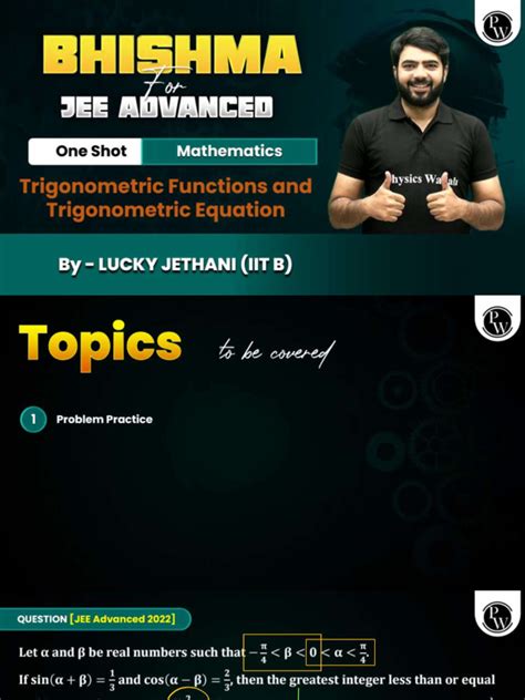 Trigonometric Functions And Trigonometric Equation In 1 Shot Class Pdf