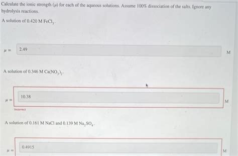 Solved Calculate the ionic strength μ for each of the Chegg com