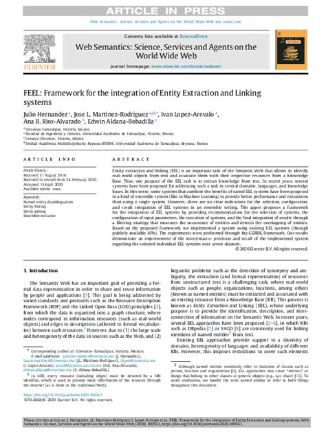 Pdf Feel Framework For The Integration Of Entity Extraction And