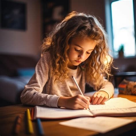 Premium Ai Image Girl Doing Math Homework