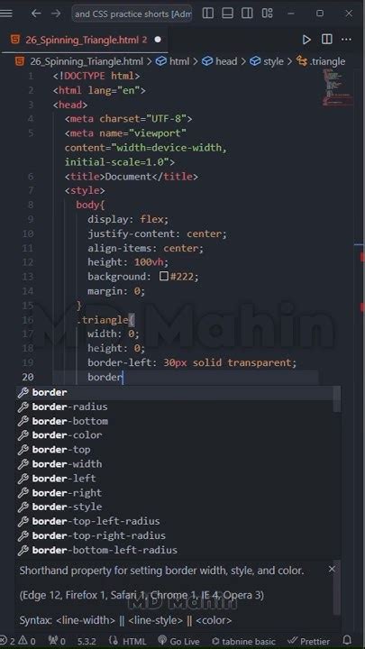 Spinning Triangle Html Css Youtube