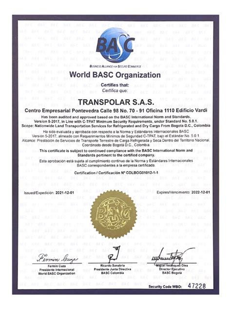 Certificado Basc Pdf