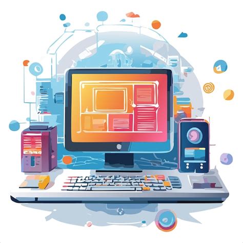 Webcomputer Graphics Desktop Computer Premium Ai Generated Vector
