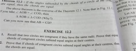 Theorem If The Angles Subtended By The Chords Of A Circle At The C