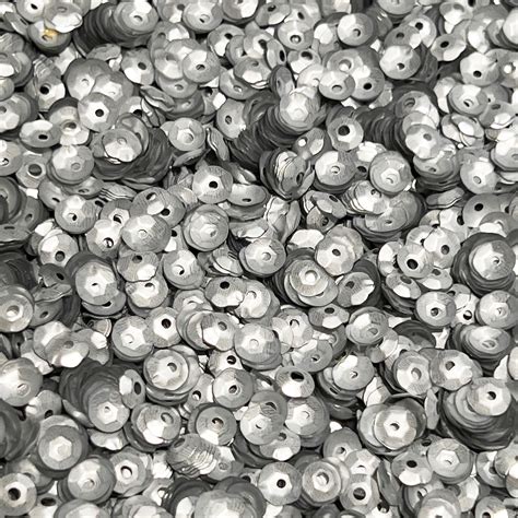 5mm Cup Sequins Silver Matte Satin Metallic Medium Hole Sequinsusa