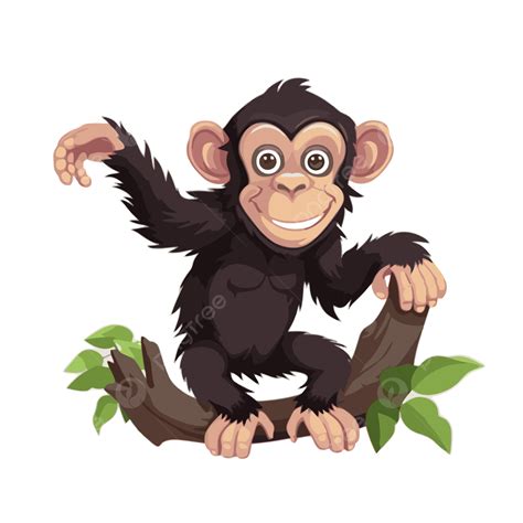 Chimp Clipart Cartoon Chimp On A Branch Vector Chimp Clipart Cartoon