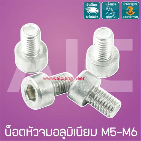 น็อตหัวจมอลูมิเนียม M5 6 สีเงิน แดง Aluminum Socket Head Cap Screw