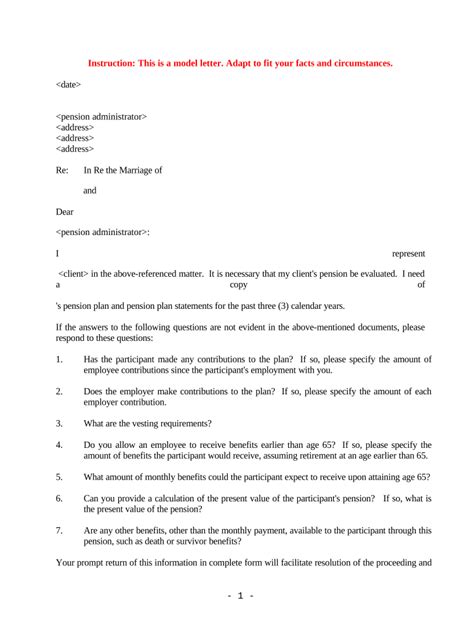 Letter Pension Sample Doc Template Pdffiller
