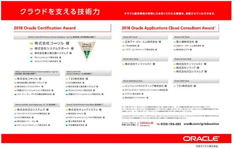 3年連続！ Oracle Master Platinum 2部門でoracle Certification Award 2018を1位受賞しました！ コーソルdatabaseエンジニアのblog