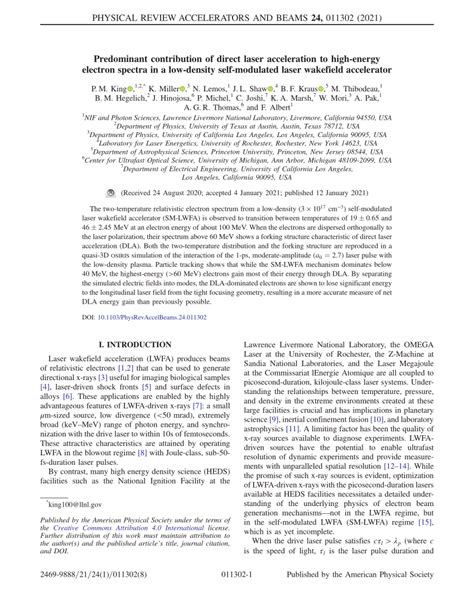 Pdf Predominant Contribution Of Direct Laser Acceleration To High