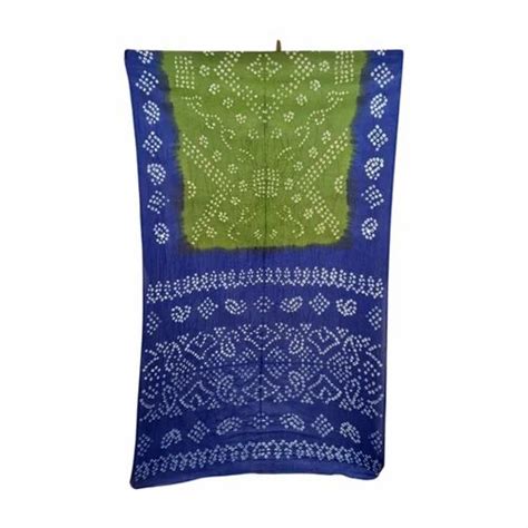 Bandhani Saree Blue And Mahendi Cotton Bandhani Saree 55 M At ₹ 765