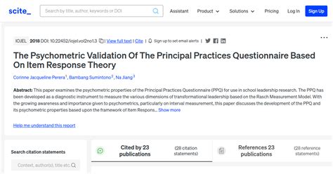 The Psychometric Validation Of The Principal Practices Questionnaire Based On Item Response Theory